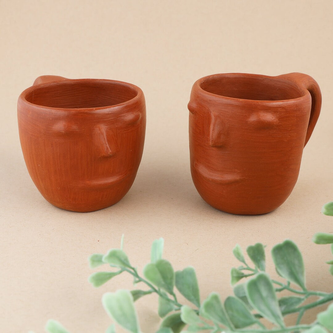 Red Clay Terracotta Face Mug - Etsy