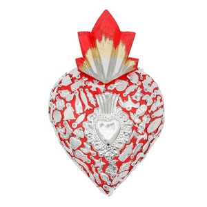 Sagrado Corazón- Large Wooden Heart With Milagritos - Etsy