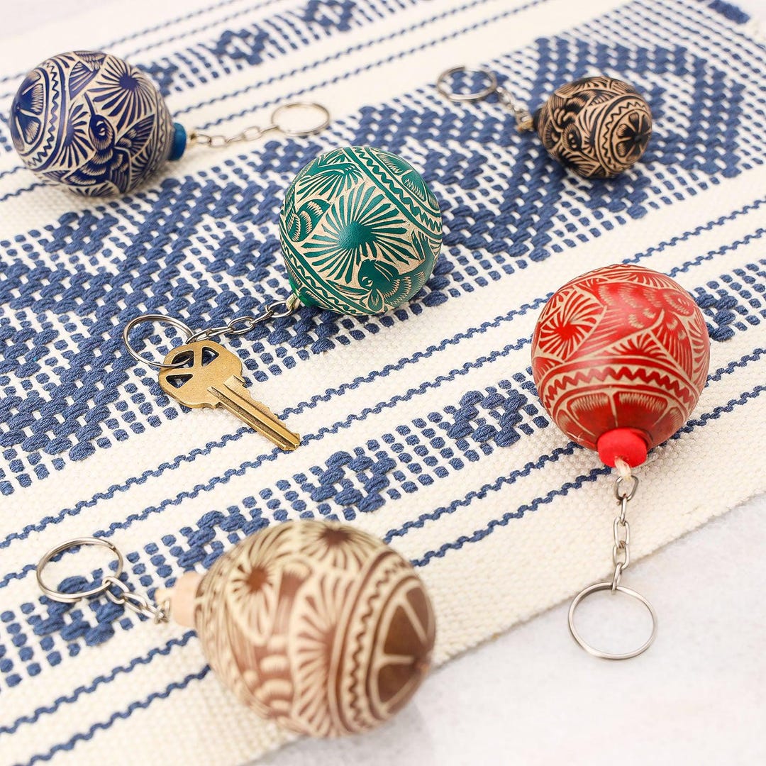 Hand-carved Gourd, or Jícara Keychain - Etsy