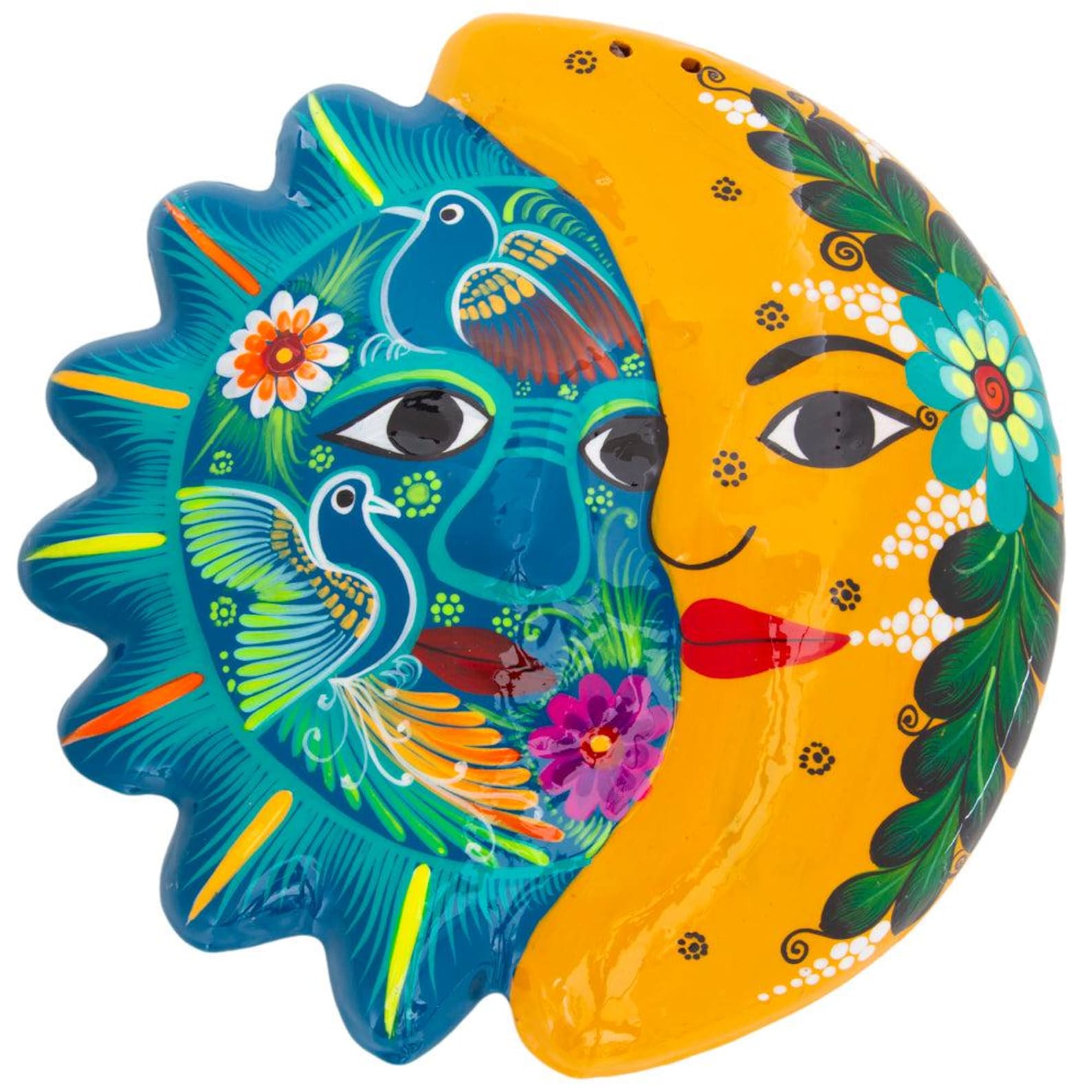 Hand-painted Xalitla Sun and Moon Clay Wall Decor - Etsy