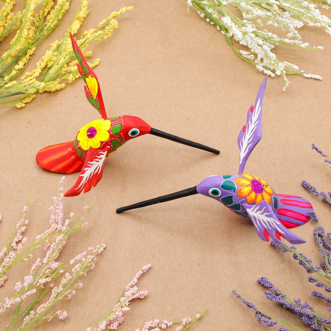 Large Hand Painted Hummingbird Wooden Figurine - Etsy