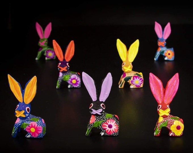 Hand Painted Sitting Rabbit Wooden Figurine - Etsy