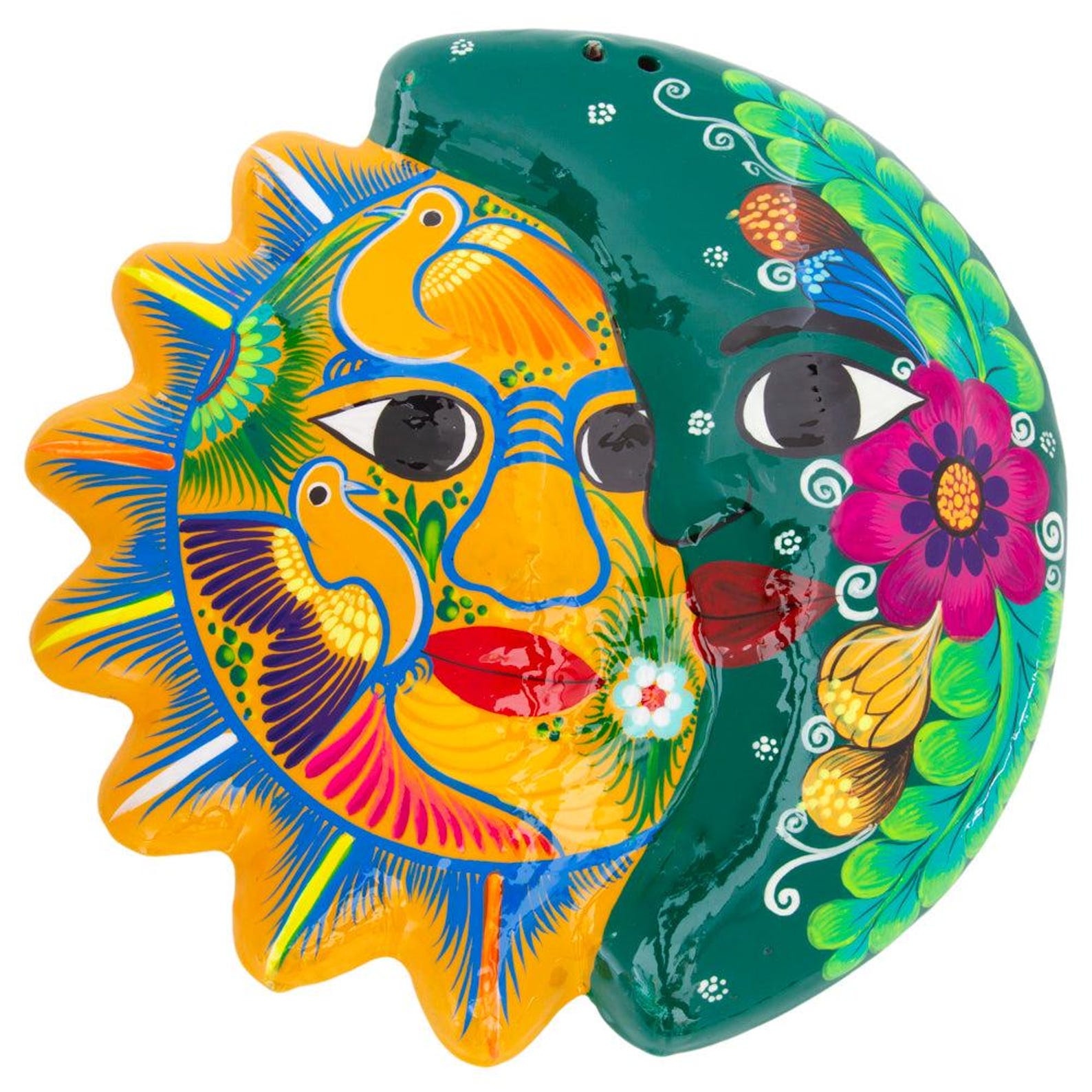 Hand-painted Xalitla Sun and Moon Clay Wall Decor - Etsy