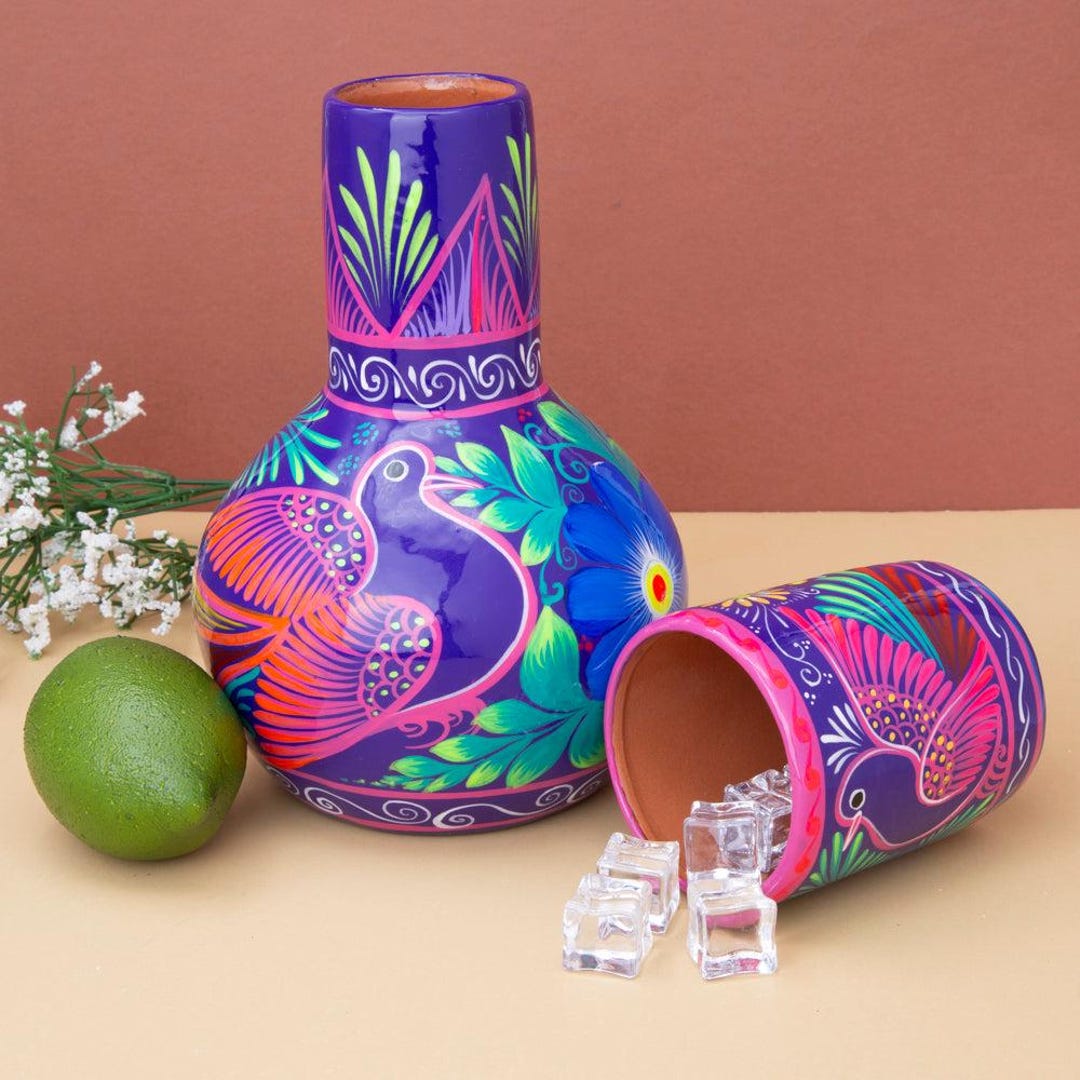Xalitla Clay Garafe and Glass Set - Etsy