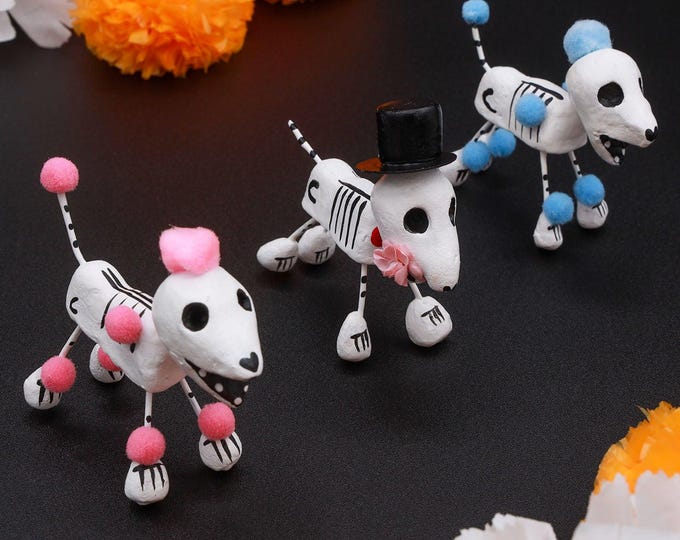 Day of the Dead DOG Statue Skeleton Puppy Figurine Pet Memorial Shrine ...