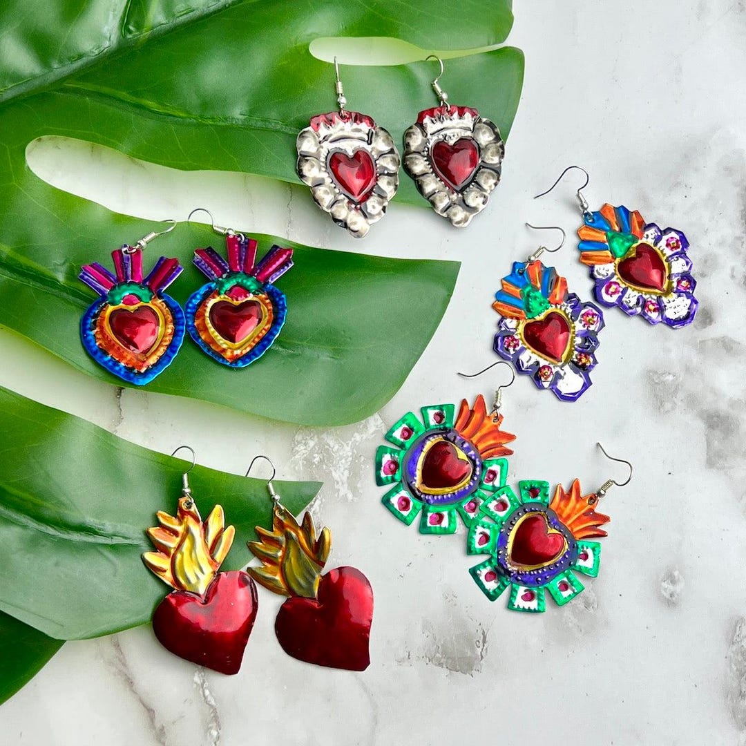Corazón Milagro Mexican Earrings - Etsy
