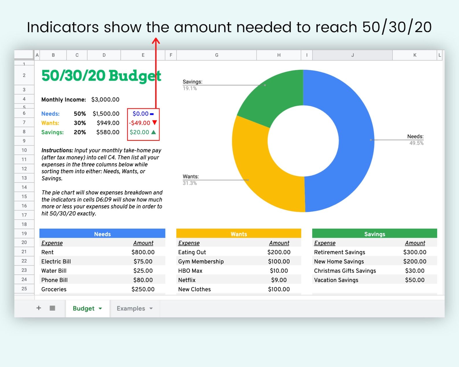 50 30 20 Budget Template Google Sheets Www inf inet