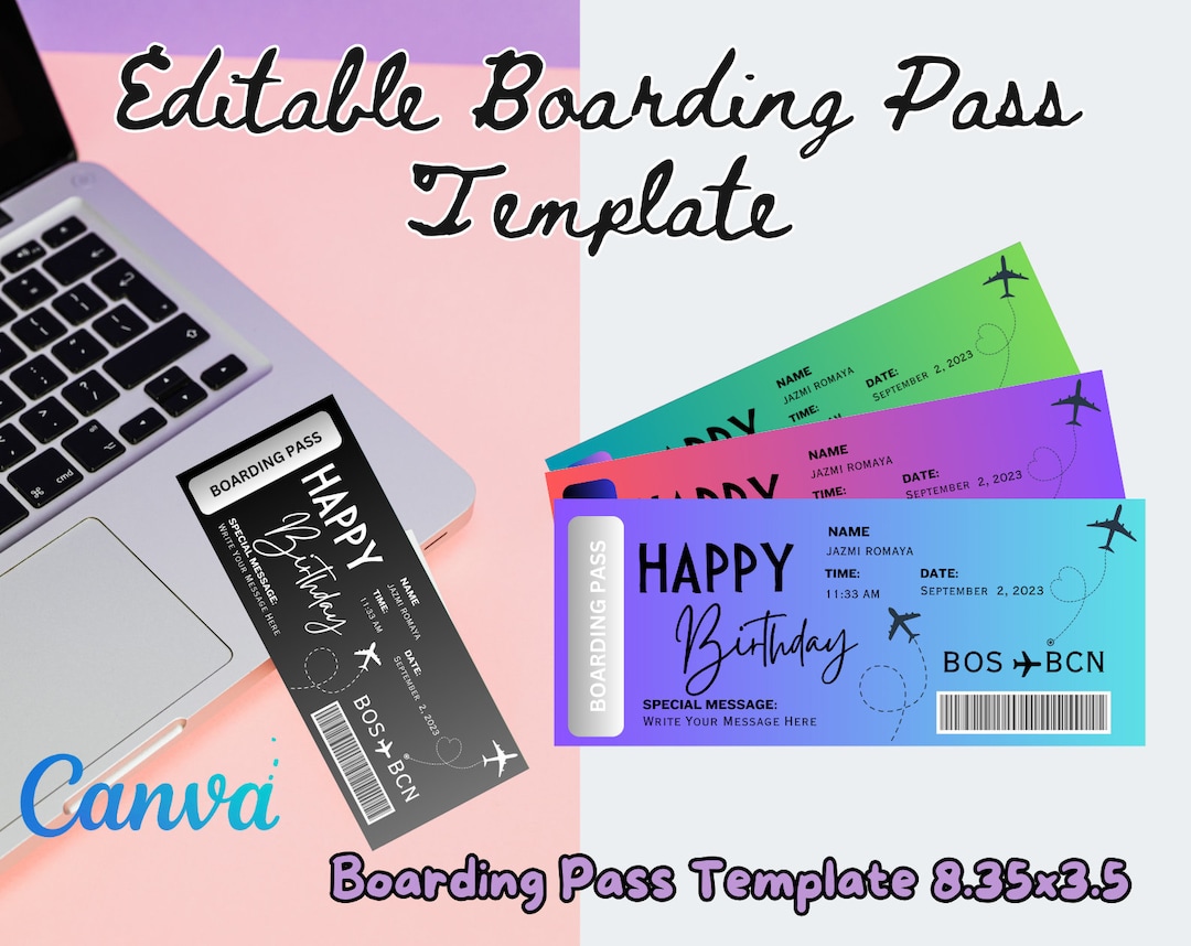 Personalized Editable Boarding Pass Canva Template for Unforgettable ...