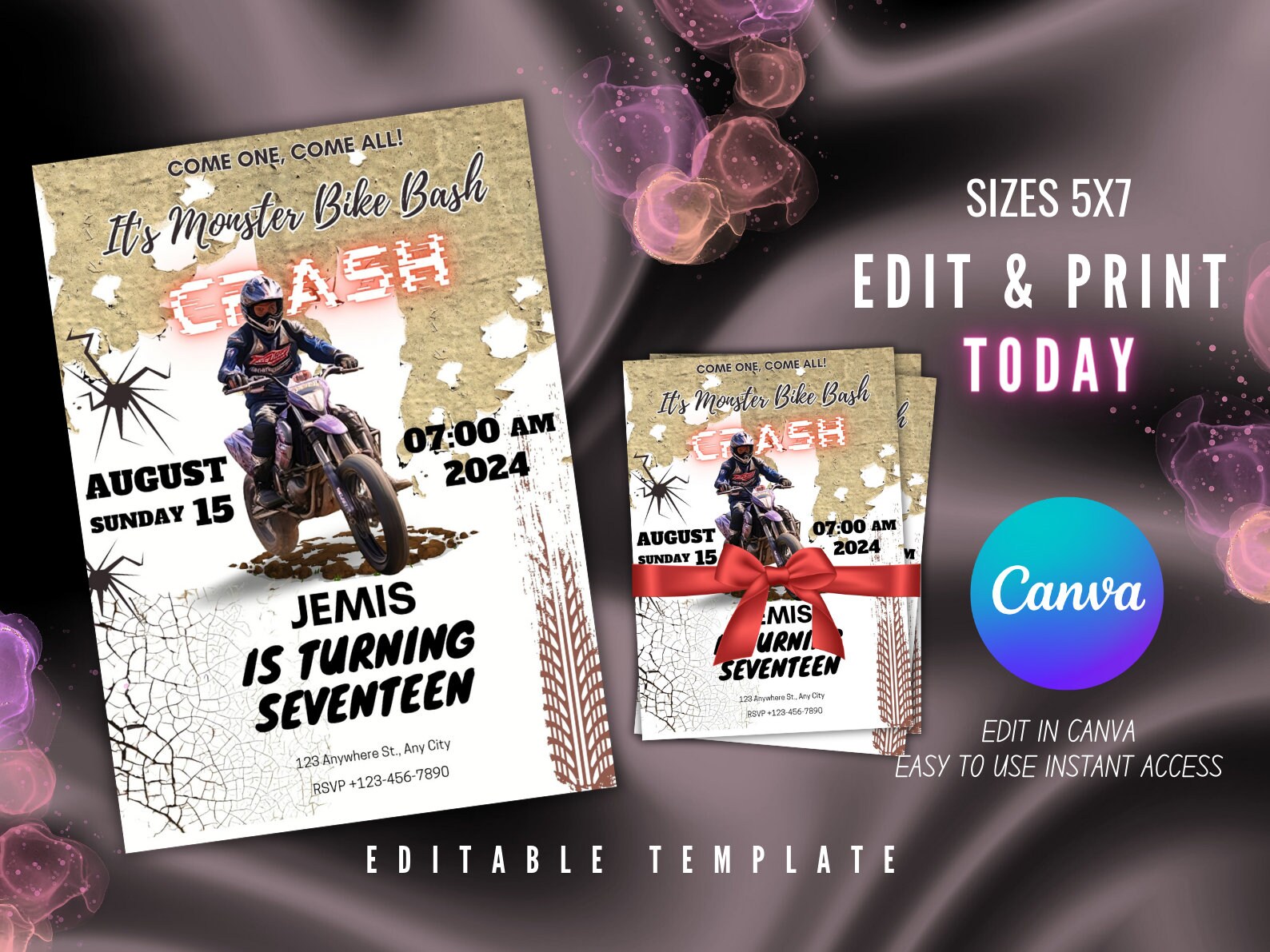 Editable Monster Crash Birthday Invitation Boys & Girls Party Birthday ...