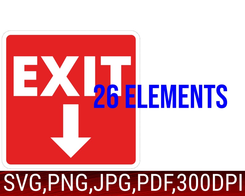 Exit Sign SVG Bundle Door Sign Emergency Poster SVG - Etsy