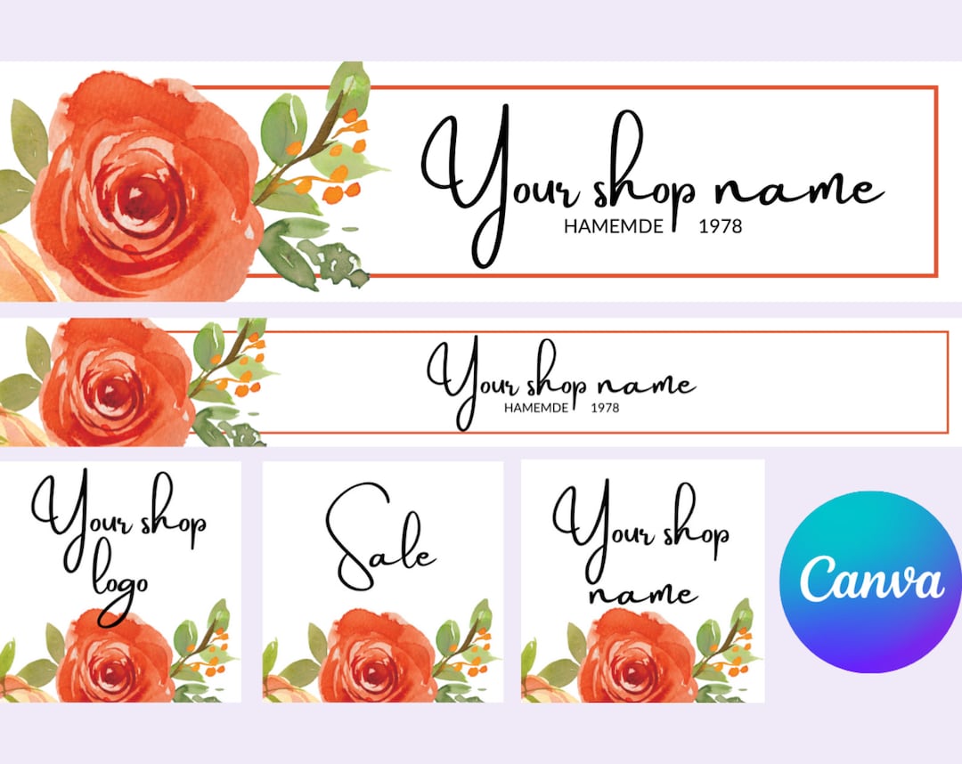 Etsy Banner Set, Floral Banner, Customised Banner, Etsy Shop Banner Set ...