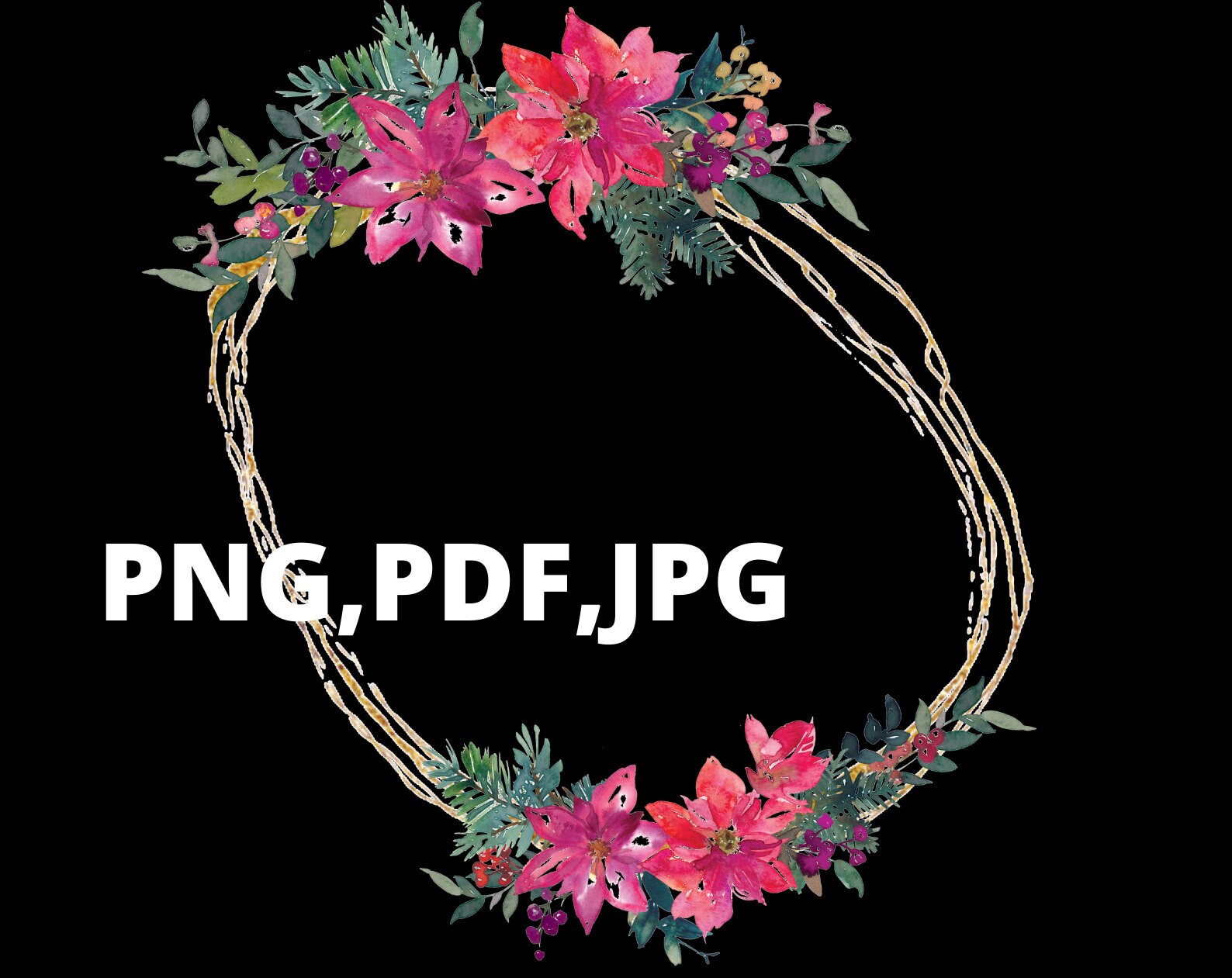 Floral Frame Bundle, Floral Circle Frame PNG, Flower Watercolor ...