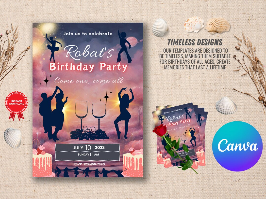 Editable Birthday Invitation Template - Editable Template, Canva ...