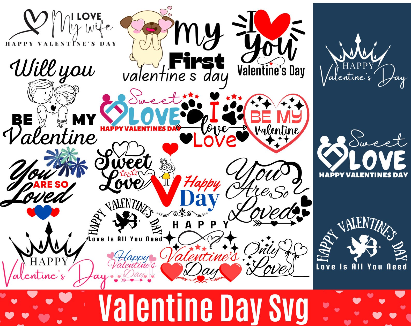 Valentine Svg Bundle Valentine's Day Svg Love Svg Heart - Etsy