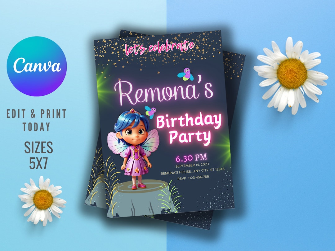 Editable Birthday Invitation Template Digital Download, Canva Editable ...