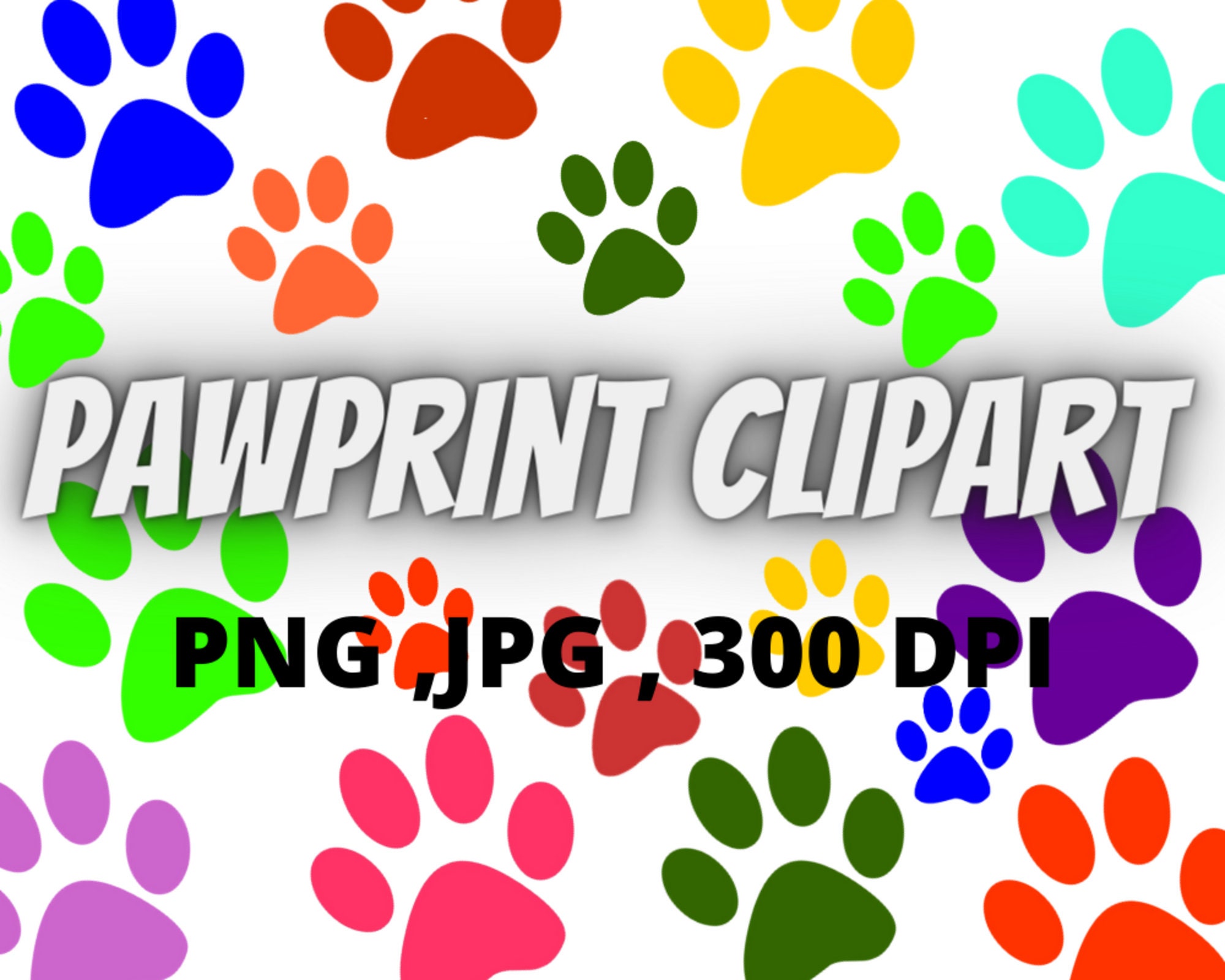 Paw Print Clip Art, Commercial Use, PNG Digital Paw Print, Digital ...