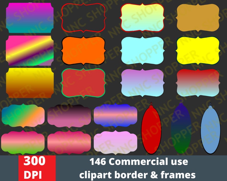 Digital Frame Clipart, Instant Download, Personal Use, Small Commercial ...