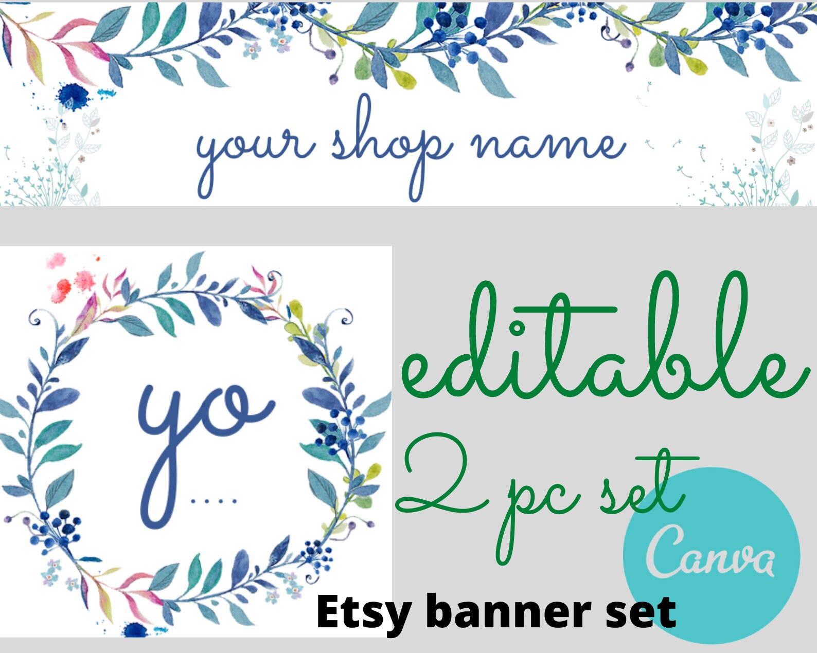Etsy Shop Banner, Floral Banner Set, Etsy Shop Graphics, Editable ...