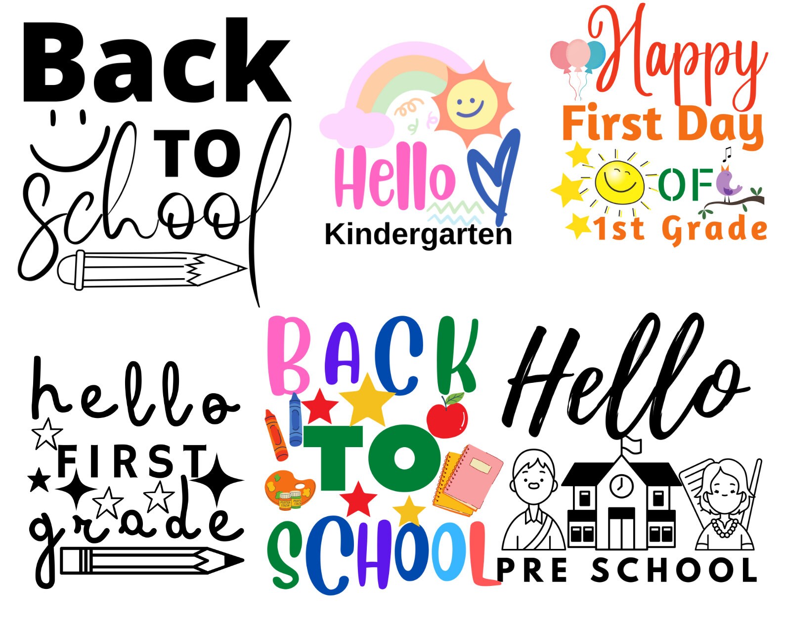 Back to School SVG Bundle Hello School SVG Teacher Svg - Etsy