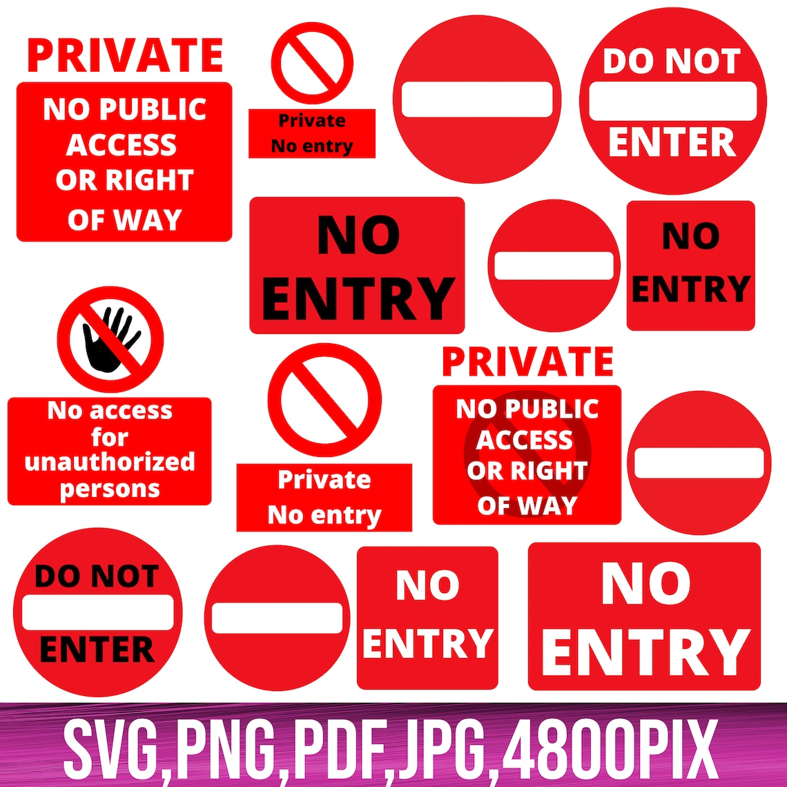 Printable Forbidden Symbols Do Not Enter No Entry Private - Etsy Canada
