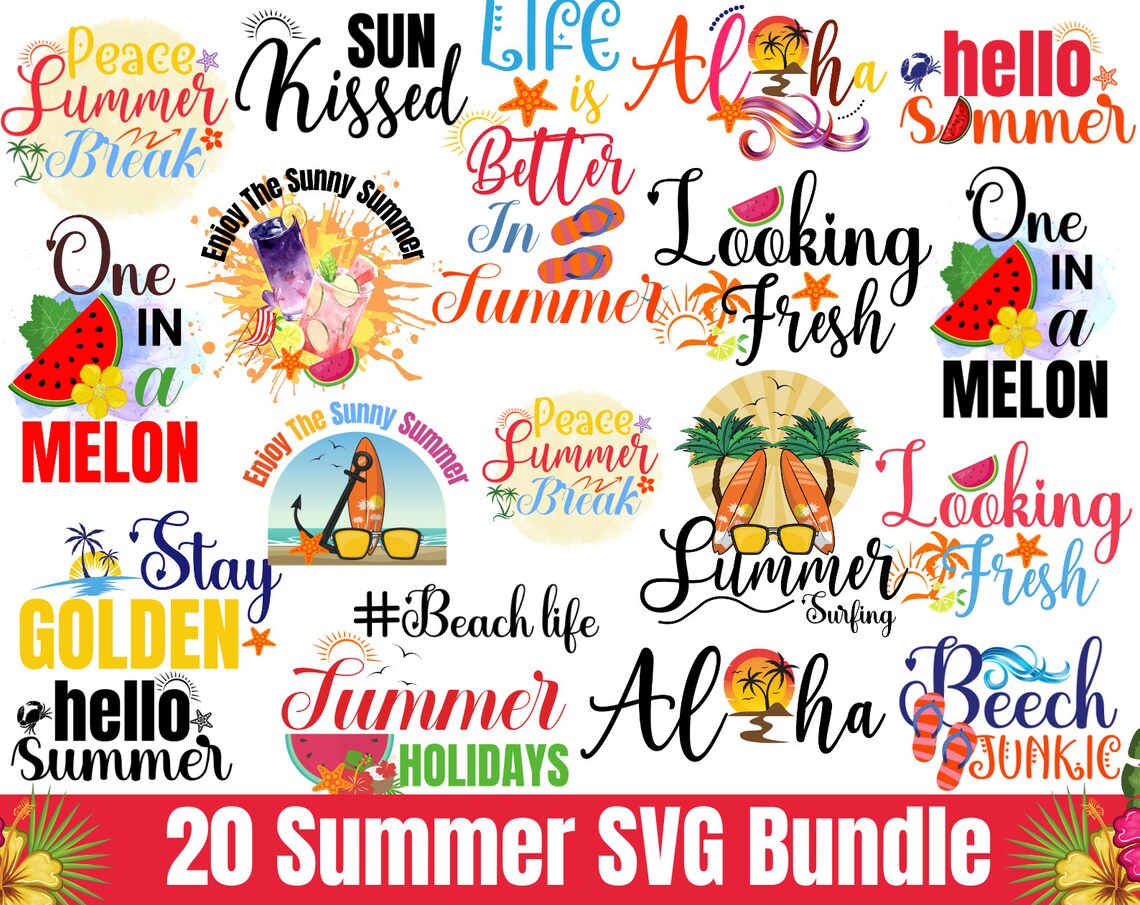 Summer SVG Bundle Beach Svg Summer Design for Shirts Hello - Etsy