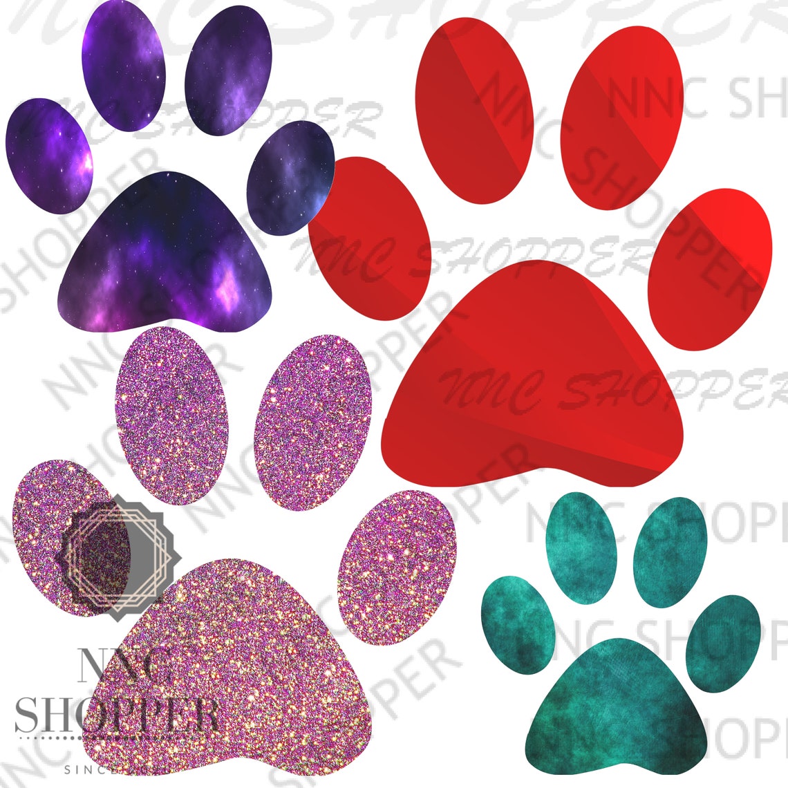 Dog Paw Print Clipart Set Gold and Glitter Dog Paw - Etsy