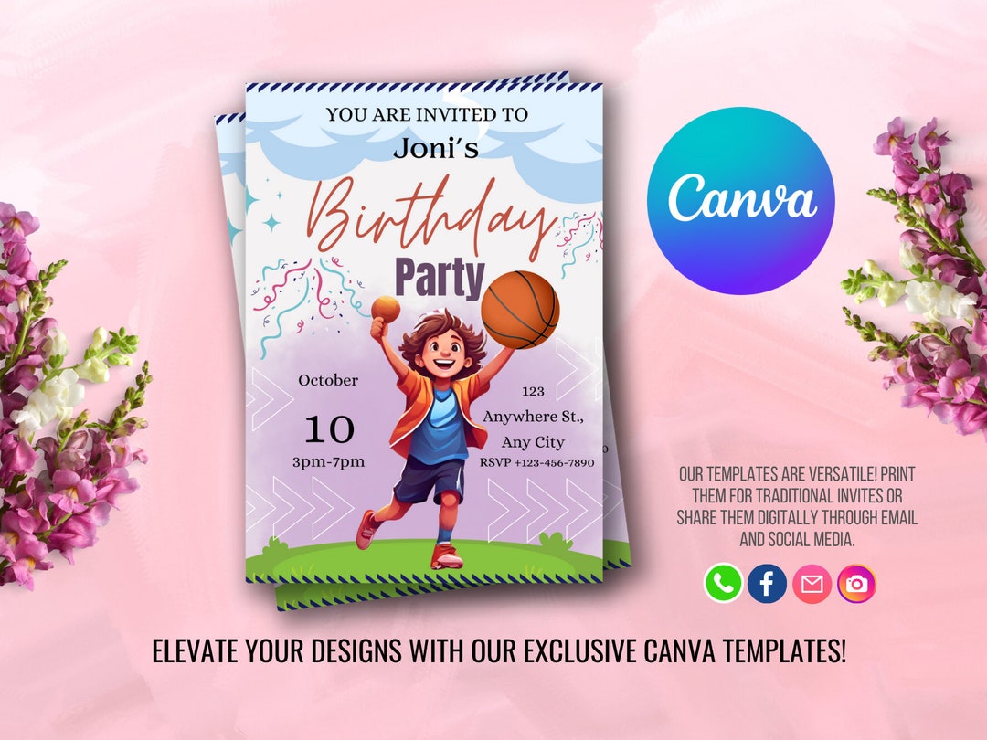 Editable Kids Birthday Invitation Template | Printable Digital Invite ...