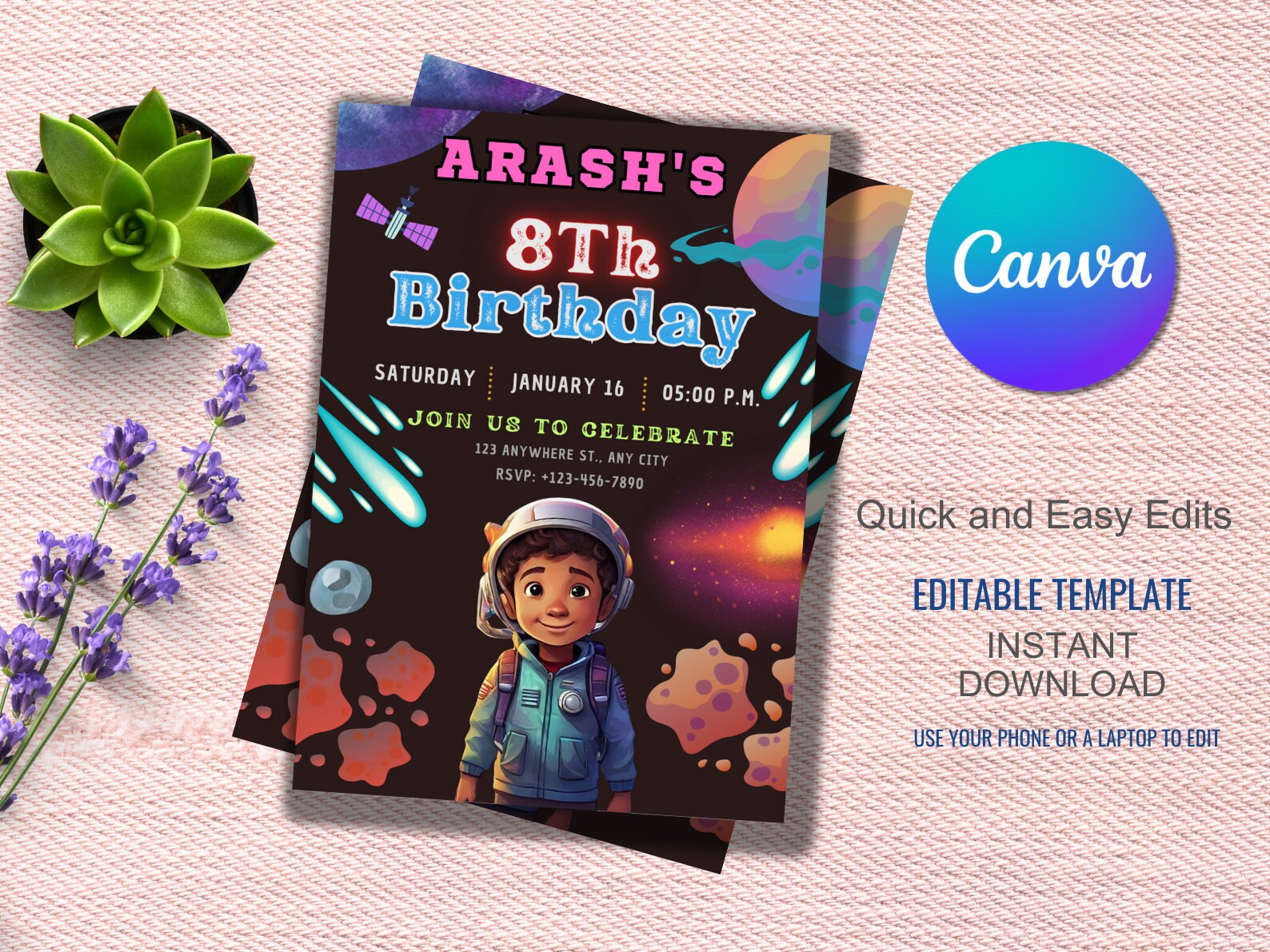 Editable Kids Birthday Invitation Template | Printable Digital Invite ...