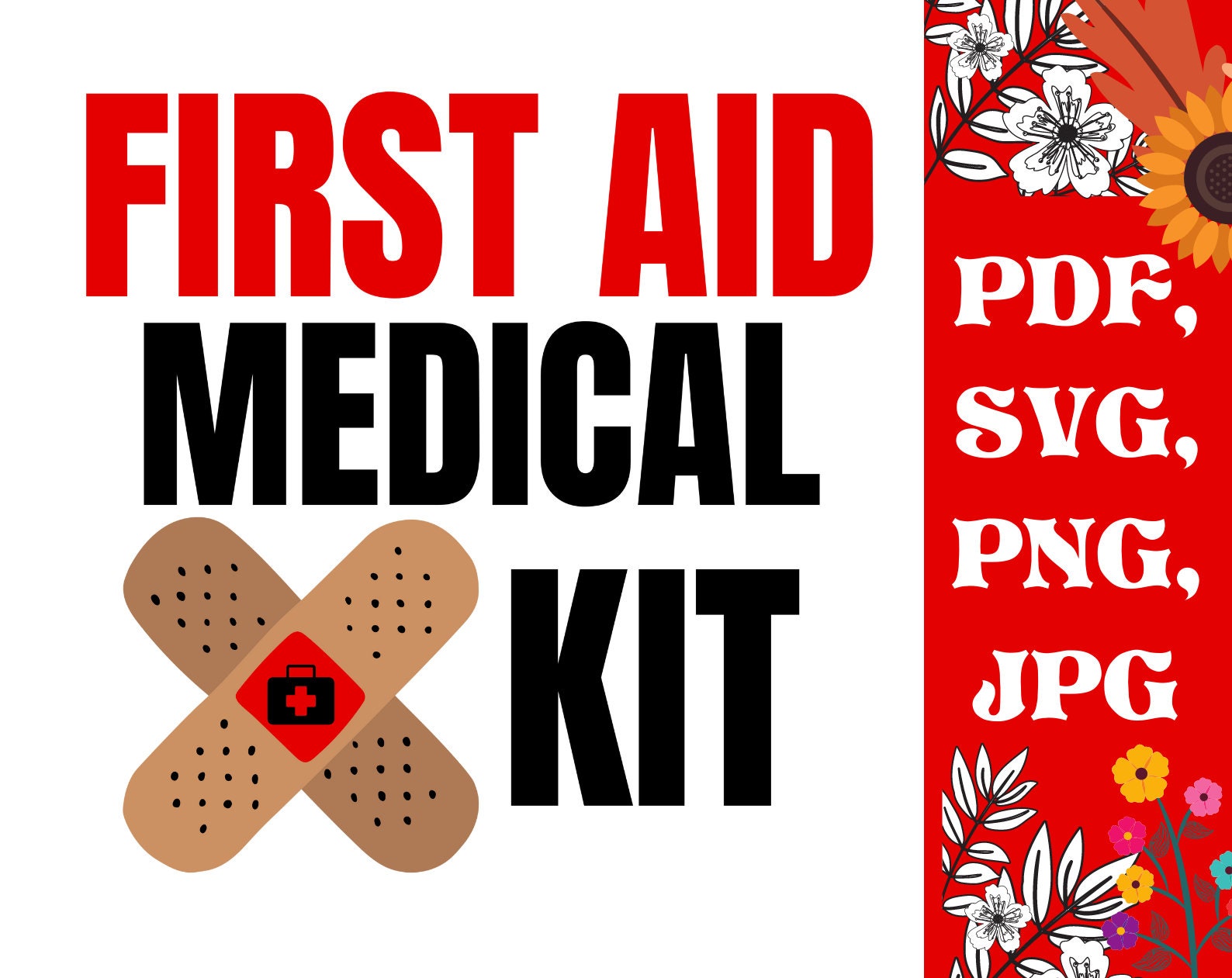 First Aid Kit Svg Cut Files, Silhouette Cricut Emergency Kit Medicine ...