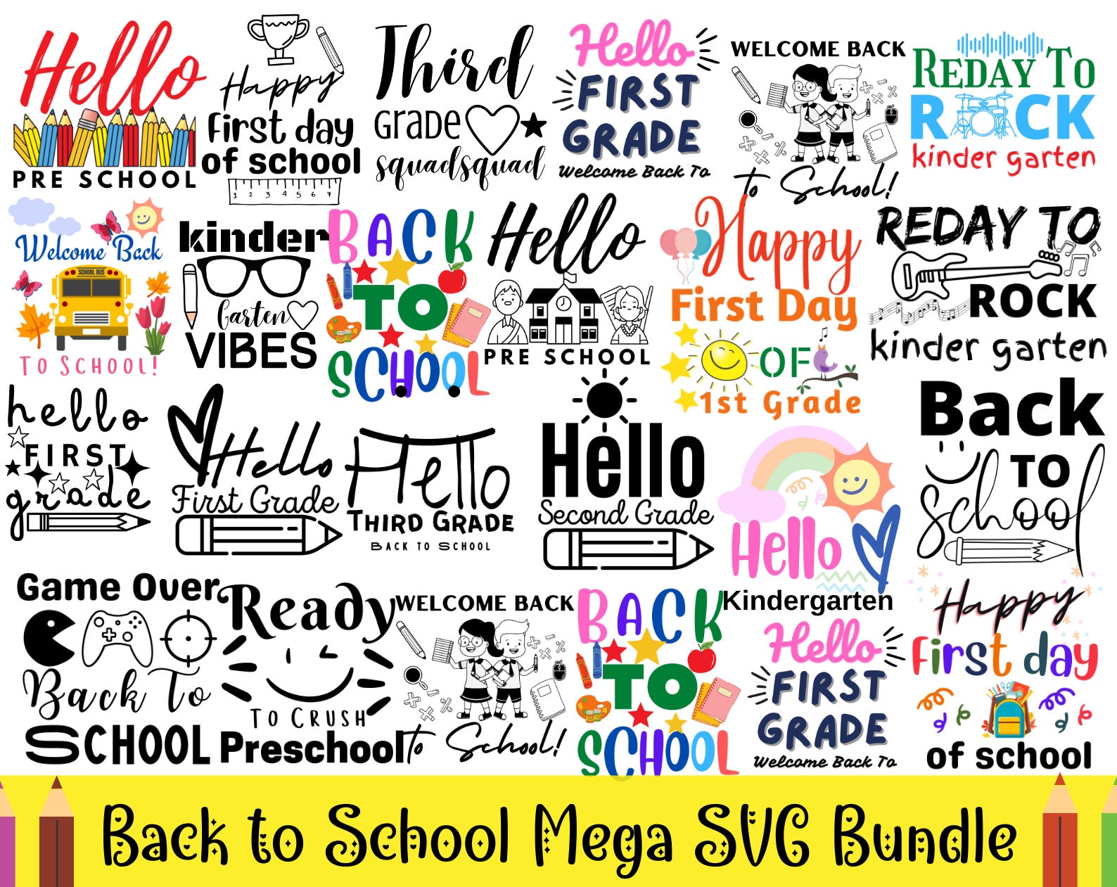 Back to School SVG Bundle Hello School SVG Teacher Svg - Etsy