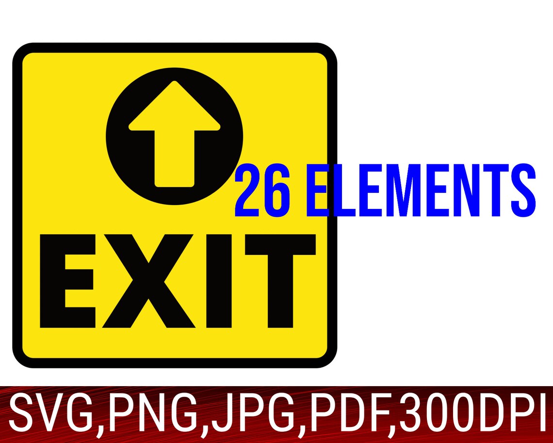 Exit Sign SVG Bundle Door Sign Emergency Poster SVG - Etsy