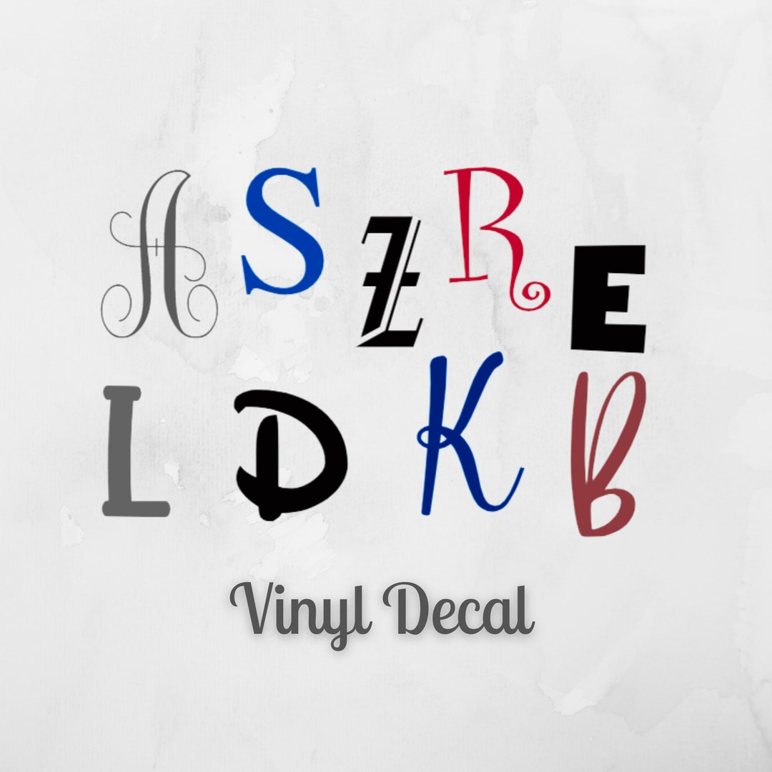 Single Letter Monogram Vinyl Decal Letter Vinyl Decal - Etsy UK