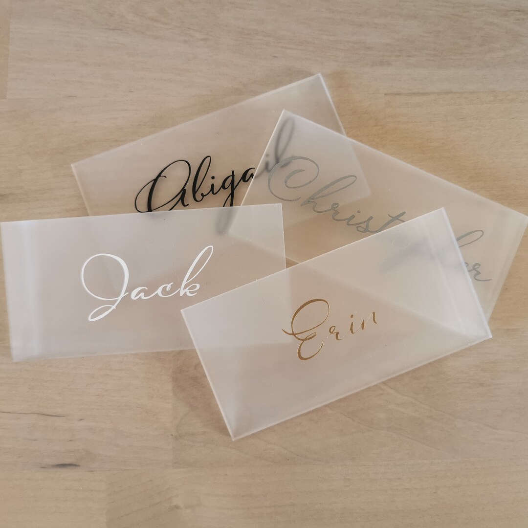 Frosted Place Name Cards, Place Settings, Acrylic/perspex, Personalised ...
