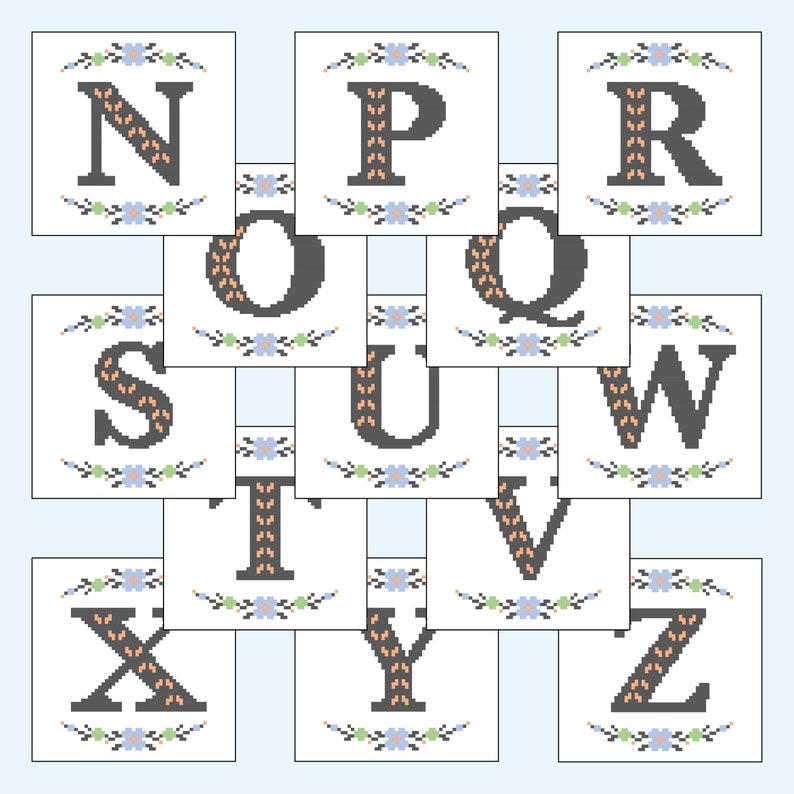 Monogram Alphabet Cross Stitch Patterns | Digital Download - Etsy