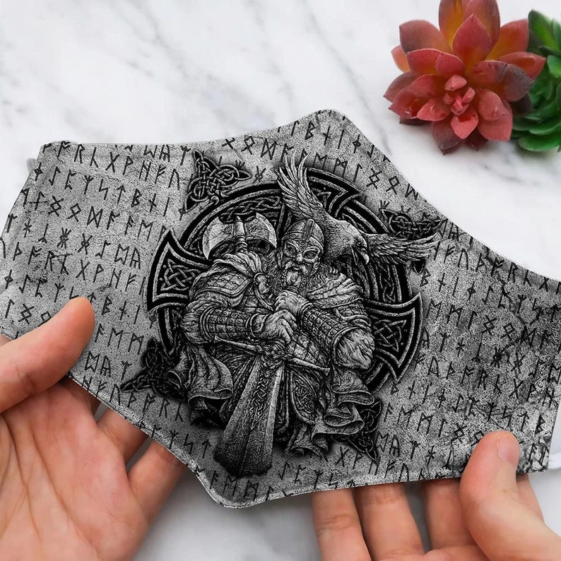 Vikings Odin Face Mask Viking Lover Mask Gift Washable | Etsy