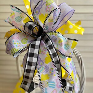 Black and White Buffalo Check With Glittered Easter Eggs and Bunnies ...