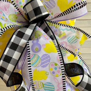 Black and White Buffalo Check With Glittered Easter Eggs and Bunnies ...