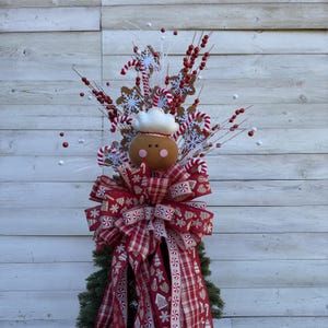 Gingerbread Man Themed Christmas Tree Topper With Bow, Large ...