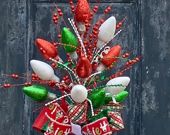 Candy Cane Themed Christmas Tree Topper Attachment With XL Bow ...