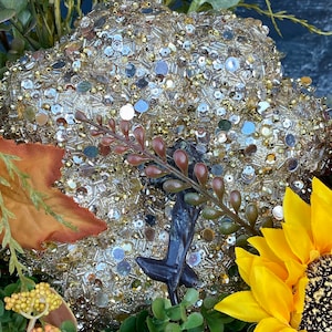Glam Faux Floral Arrangement With Sunflowers, Sequined and Glittered ...