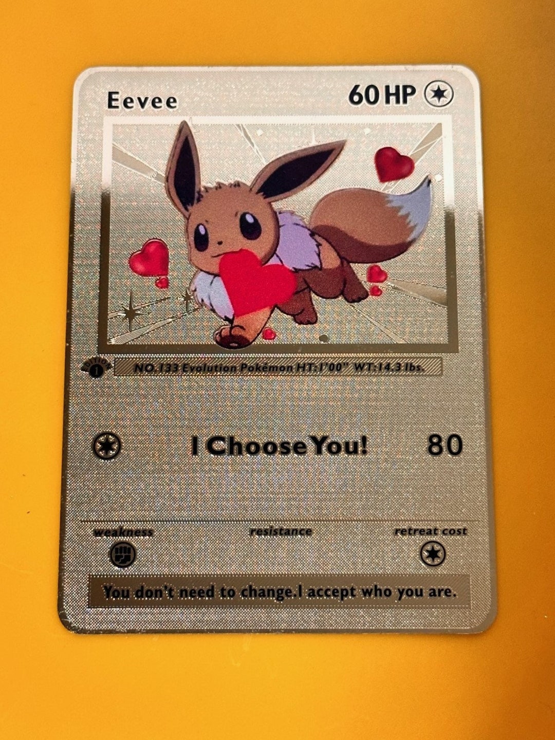 Custom Made GOLD Metal Eevee Pokemon Card First Edition Collections ...