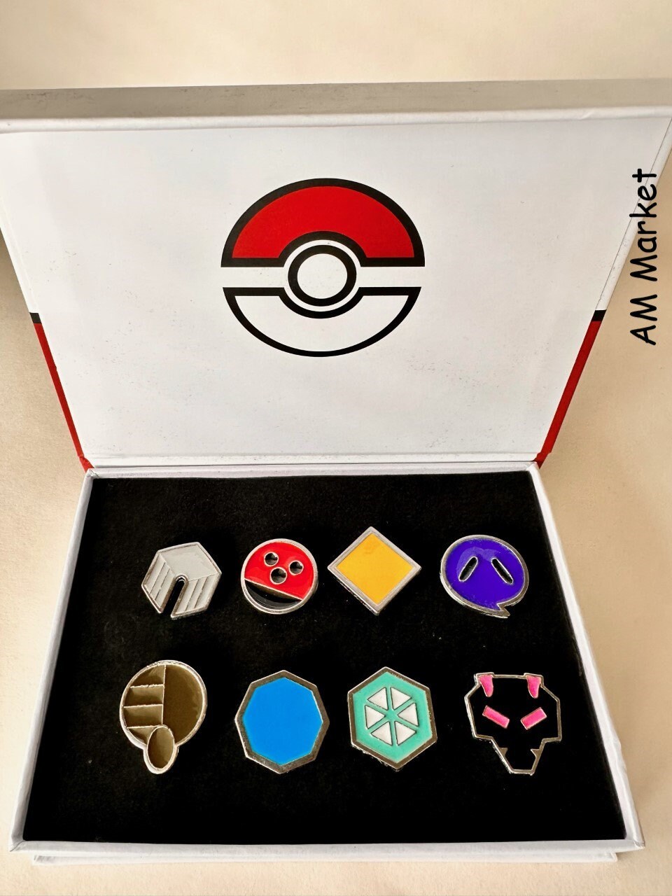 Custom Made Pokemon Gym Badges Kanto and Johto Region in Gift Box Gen 1 ...