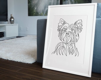 Yorkie Face One Line Drawing Print. Printable Black and White - Etsy Canada