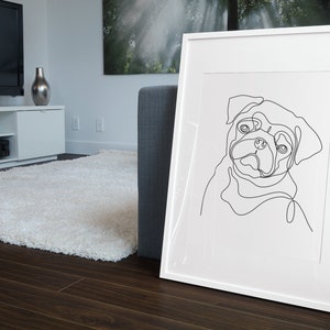 Pug One Line Art SVG | Custom Dog Portrait Digital Download - Etsy