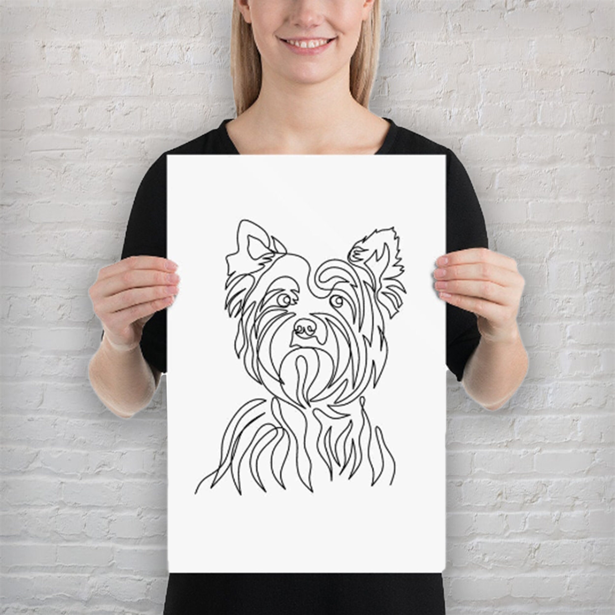 Yorkie One Line Art Pet Portrait Minimalist Aesthetic Room - Etsy