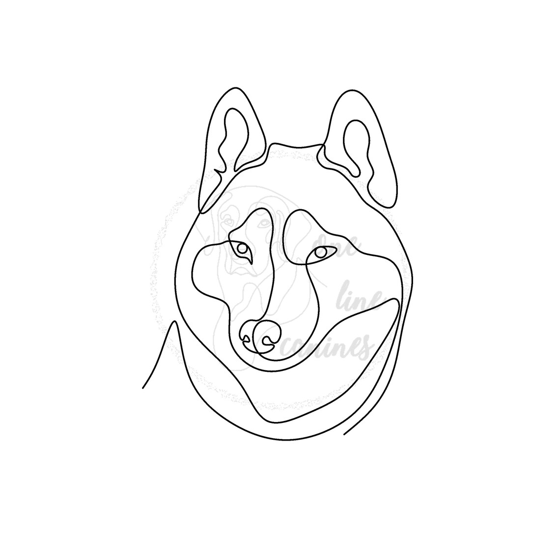 Husky One Line Art SVG Custom Dog Portrait Digital Download - Etsy