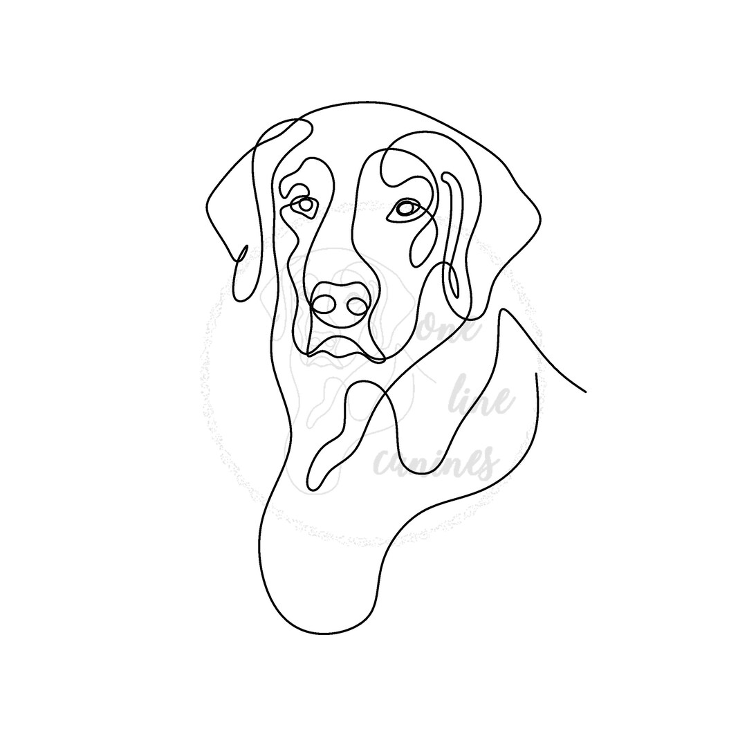 Golden Retriever One Line Art SVG | Custom Dog Portrait Digital ...