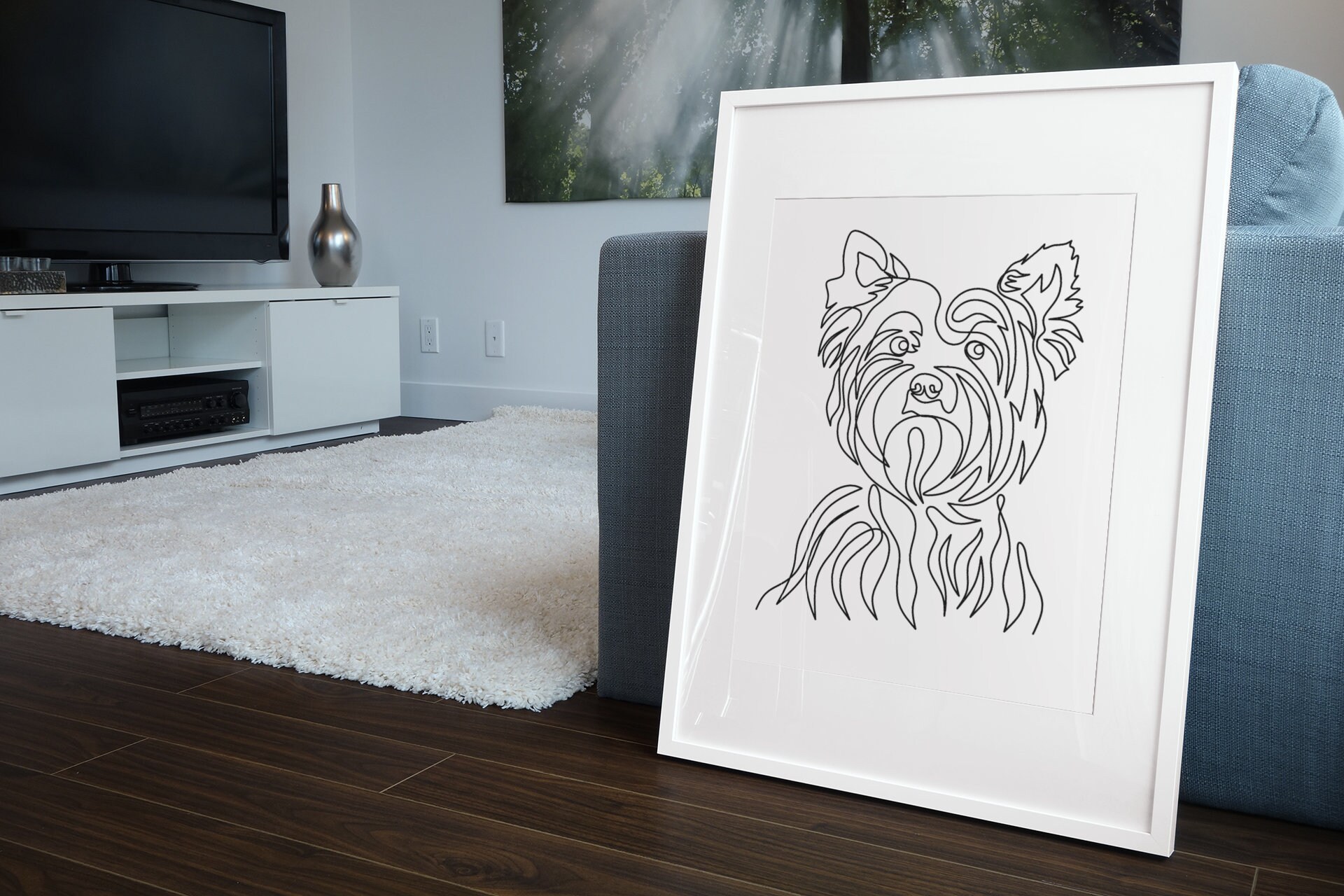 Yorkie One Line Art SVG Custom Dog Portrait Digital Download - Etsy