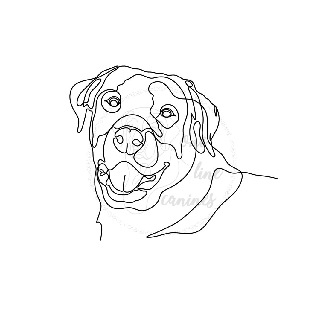 Rottweiler One Line Art SVG | Custom Dog Portrait Digital Download - Etsy