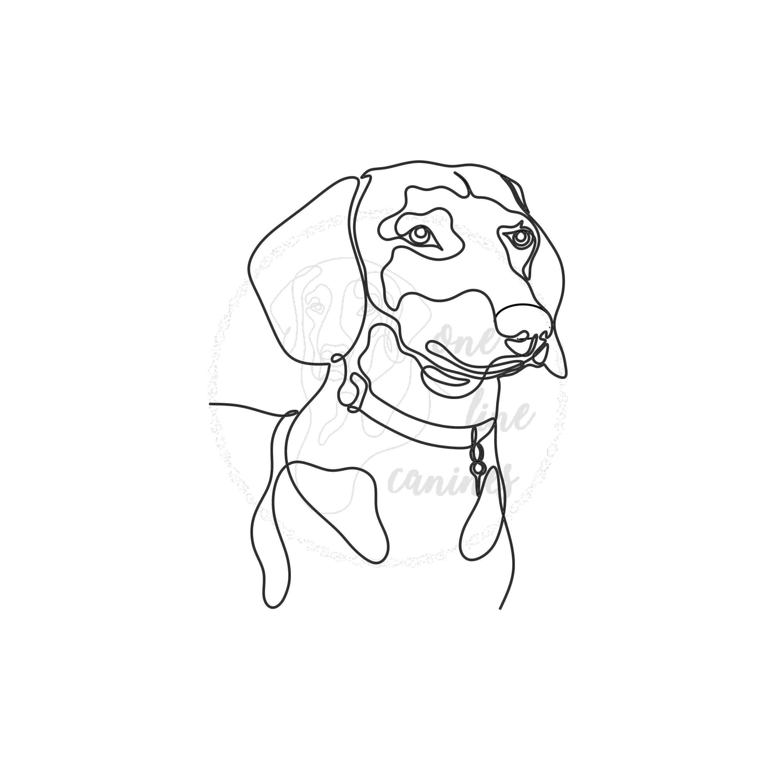 Dachshund One Line Art SVG | Custom Dog Portrait Digital Download - Etsy
